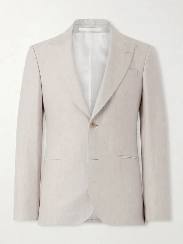Mr P. Slim-fit Linen Tuxedo Jacket - Neutrals