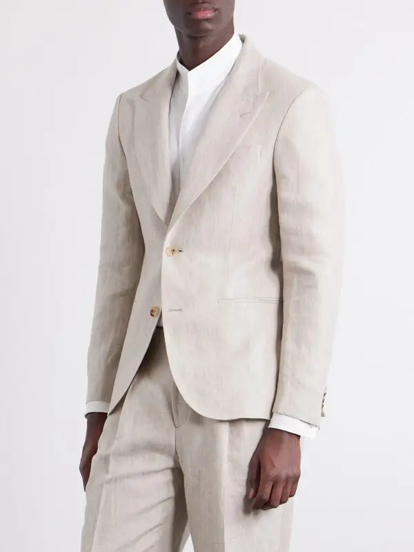 Mr P. Slim-fit Linen Tuxedo Jacket - Neutrals