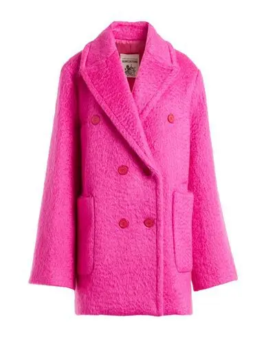 SEMICOUTURE Pea Coat In Mohair And Wool Blend - Fuchsia