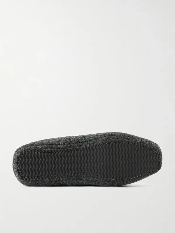Mr P. Shearling-lined Woven Slippers - Gray