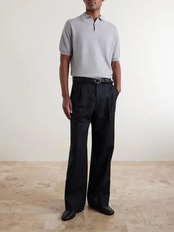 John Smedley 14.singular Slim-fit Merino Wool-piqué Polo Shirt - Gray