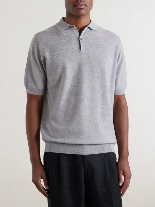 John Smedley 14.singular Slim-fit Merino Wool-piqué Polo Shirt - Gray
