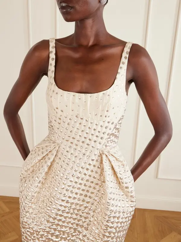 Christopher John Rogers Metallic Jacquard Gown - Neutrals