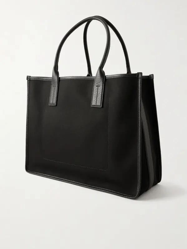 TOM FORD East-west Leather-trimmed Cotton-canvas Tote Bag
