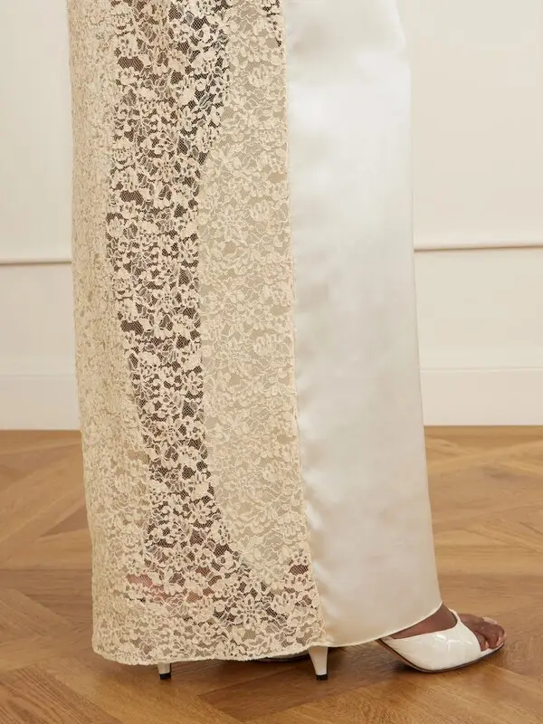COLLEEN ALLEN Lace-trimmed Silk-satin Maxi Skirt
