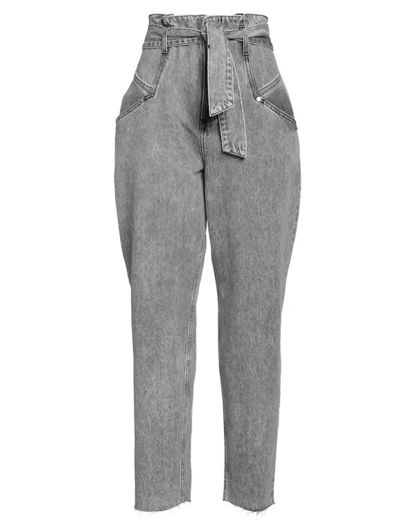 GAELLE PARIS Cotton Denim High Waisted Tapered Leg Jeans With Belt