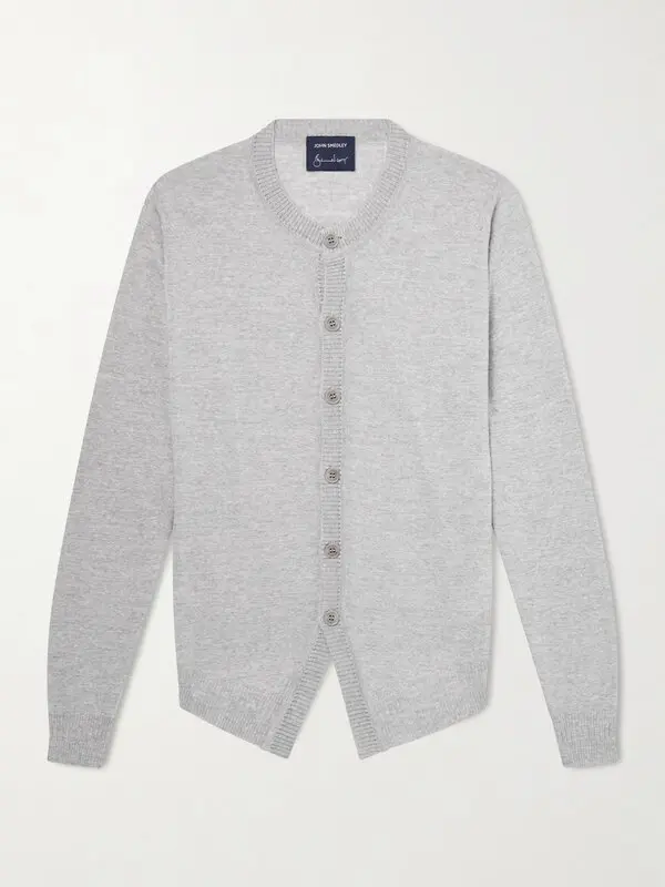 John Smedley Bill Nighy Merino Wool Cardigan - Gray