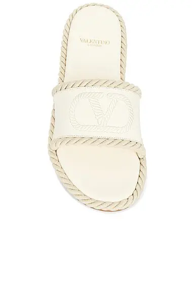 Valentino Garavani V Logo Torchon Slide Espadrilles