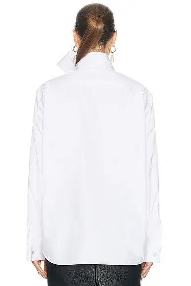 Saint Laurent Cotton Button-up Blouse With Attached Scarf - Blanc