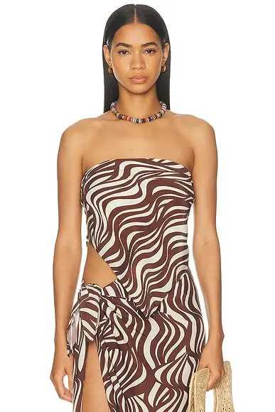 Enza Costa Scarf Top - Wave Print