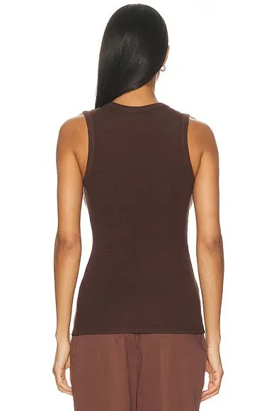Enza Costa Textured Rib Sleeveless U Neck Tank Top - Chocolate
