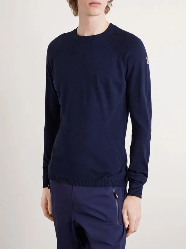 Moncler Logo-appliquéd Crepe Sweater - Blue