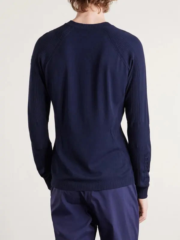 Moncler Logo-appliquéd Crepe Sweater - Blue