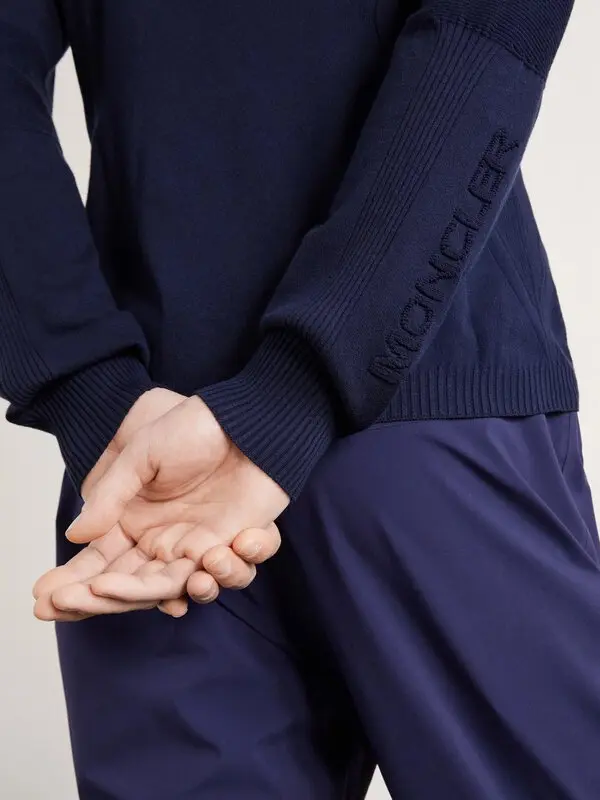Moncler Logo-appliquéd Crepe Sweater - Blue
