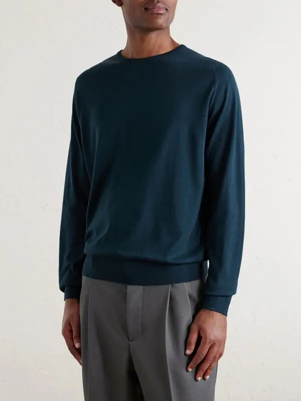 John Smedley Sea Island Cotton Sweater - Green