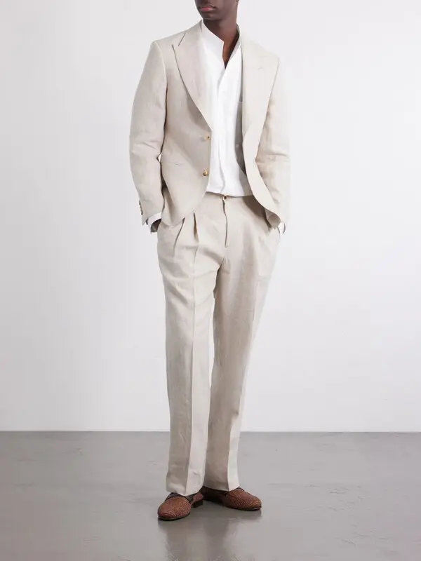 Mr P. Straight-leg Pleated Linen Trousers