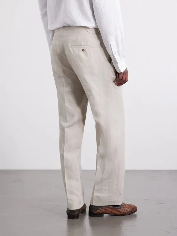 Mr P. Straight-leg Pleated Linen Trousers
