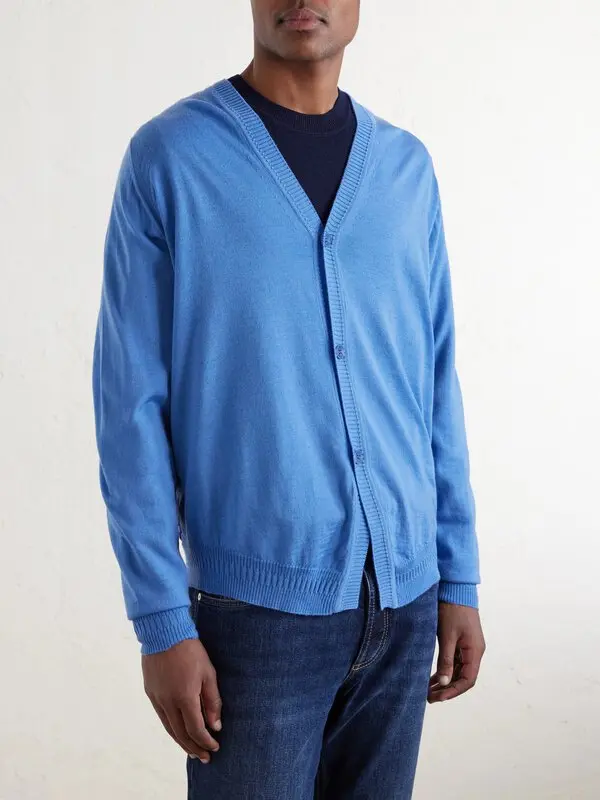 John Smedley Merino Wool Cardigan - Blue