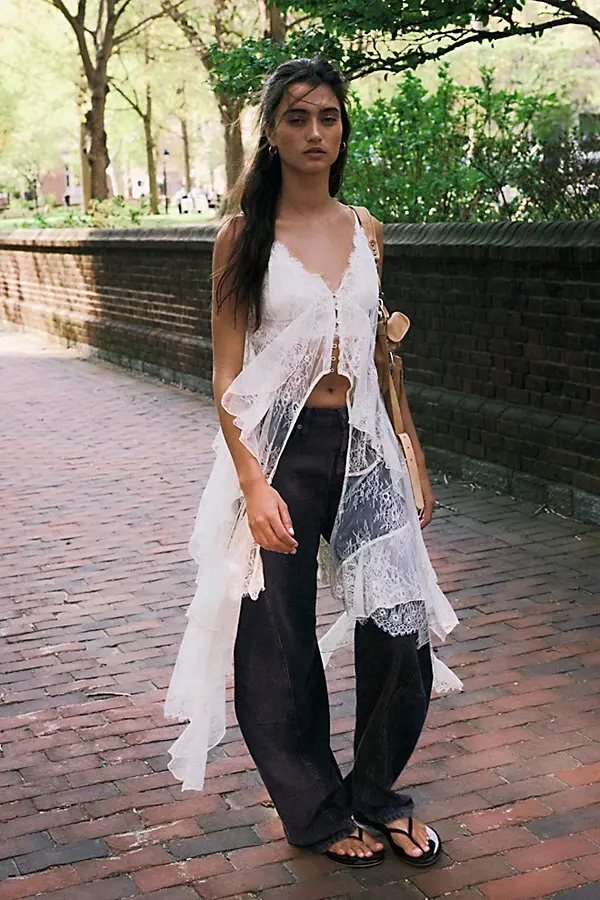 NIGEL PRESTON Lace Maxi Top