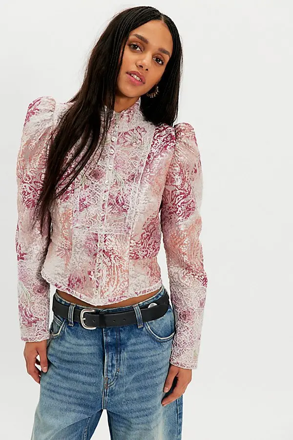 Anna Sui Victorian Satin Jacket - Blush