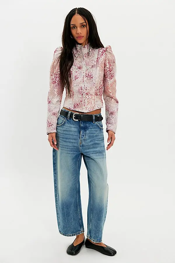 Anna Sui Victorian Satin Jacket - Blush