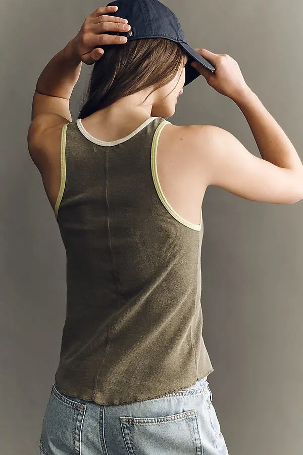 RAGABOND Stardust Cotton Hemp Blend Tank Top - Olive