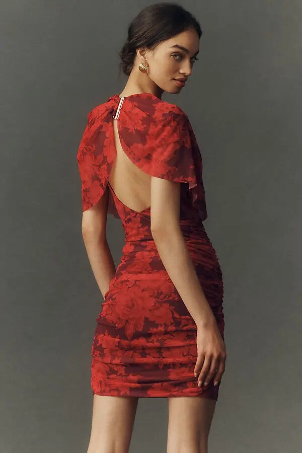Bhldn Caped Mesh Mini Dress