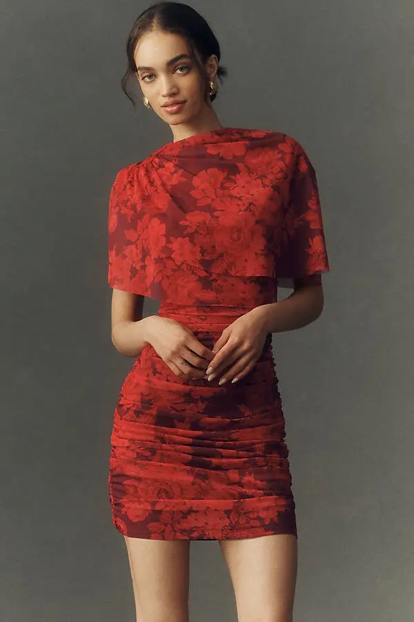 Bhldn Caped Mesh Mini Dress