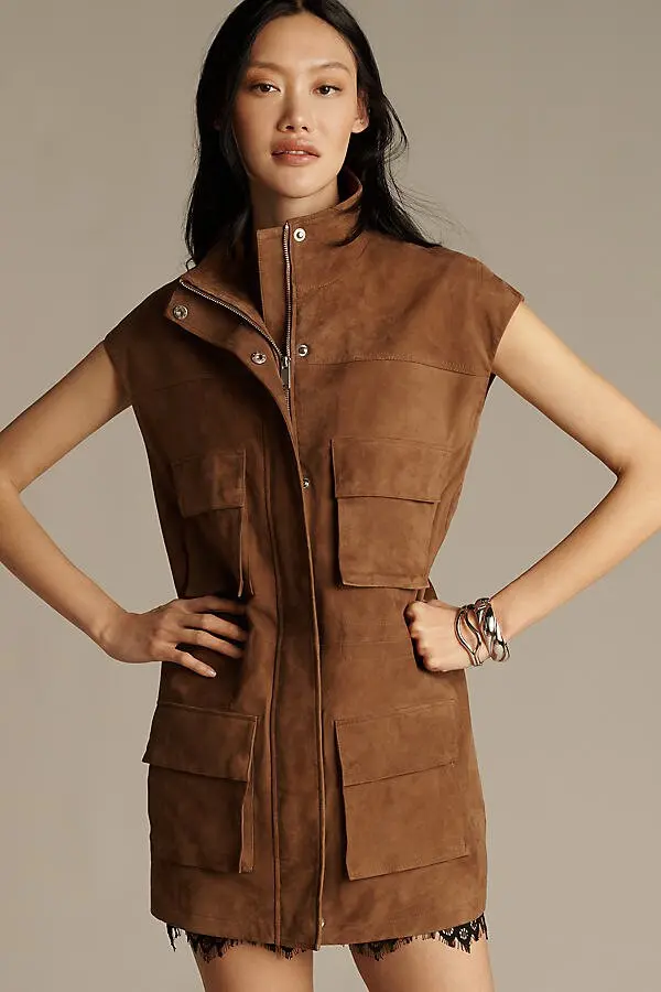 Walter Baker Renata Suede Vest Jacket - Cocoa