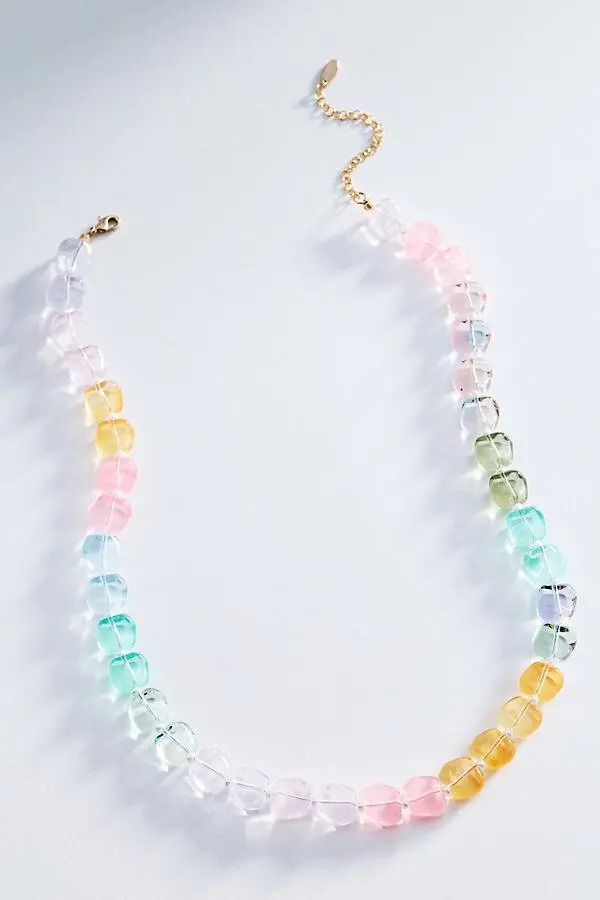 Anthropologie Resin Beaded Necklace - Multi