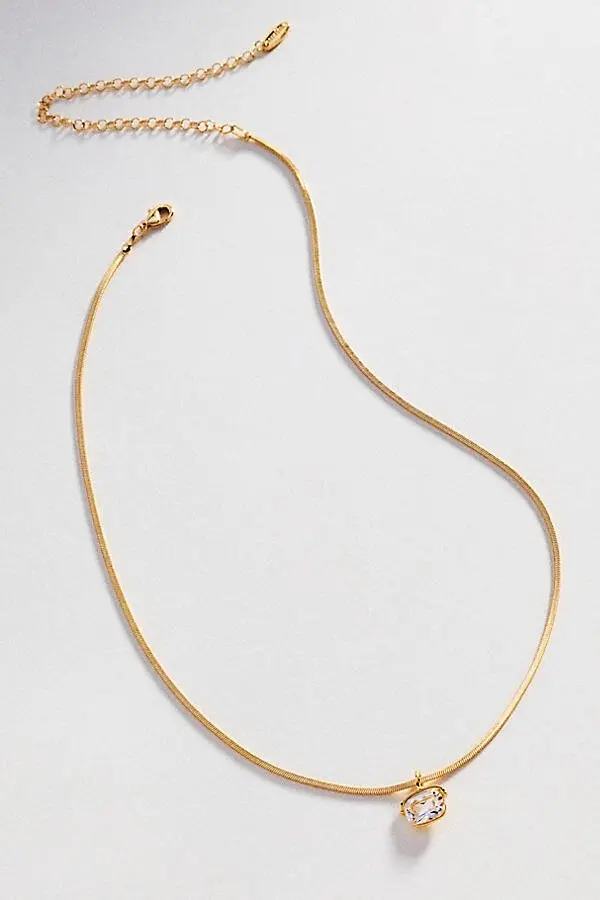 Anthropologie Herringbone Pendant Necklace - Gold