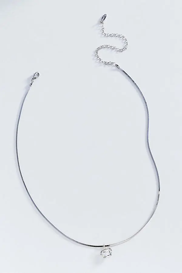 Anthropologie Herringbone Pendant Necklace - Silver