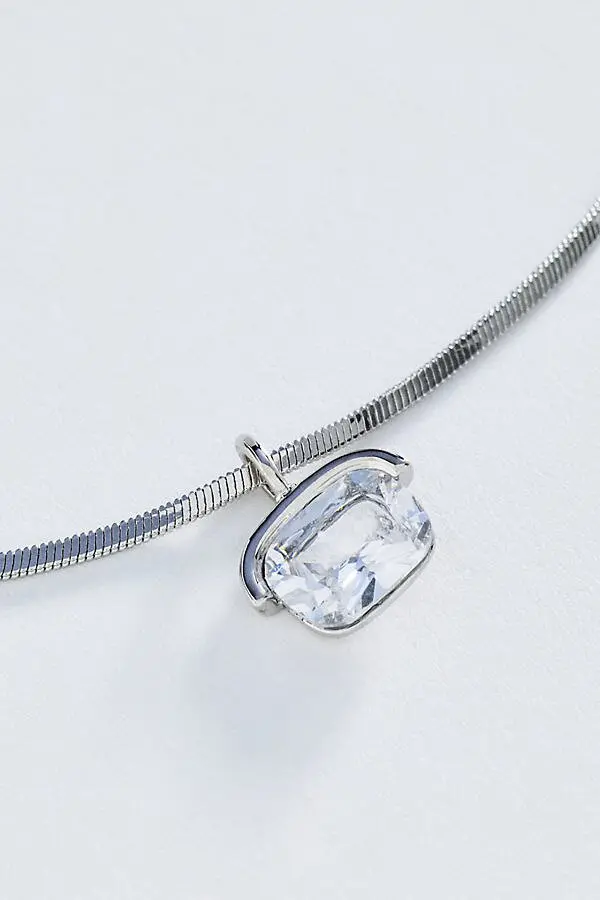Anthropologie Herringbone Pendant Necklace - Silver