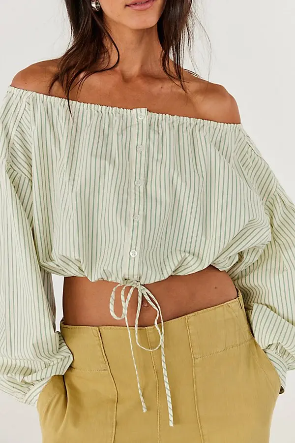 Free People We The Free Antiqua Off-the-shoulder Crop Top