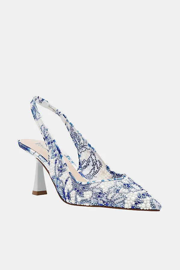 Betsey Johnson Beaded Slgback Heels - Blue Pattern