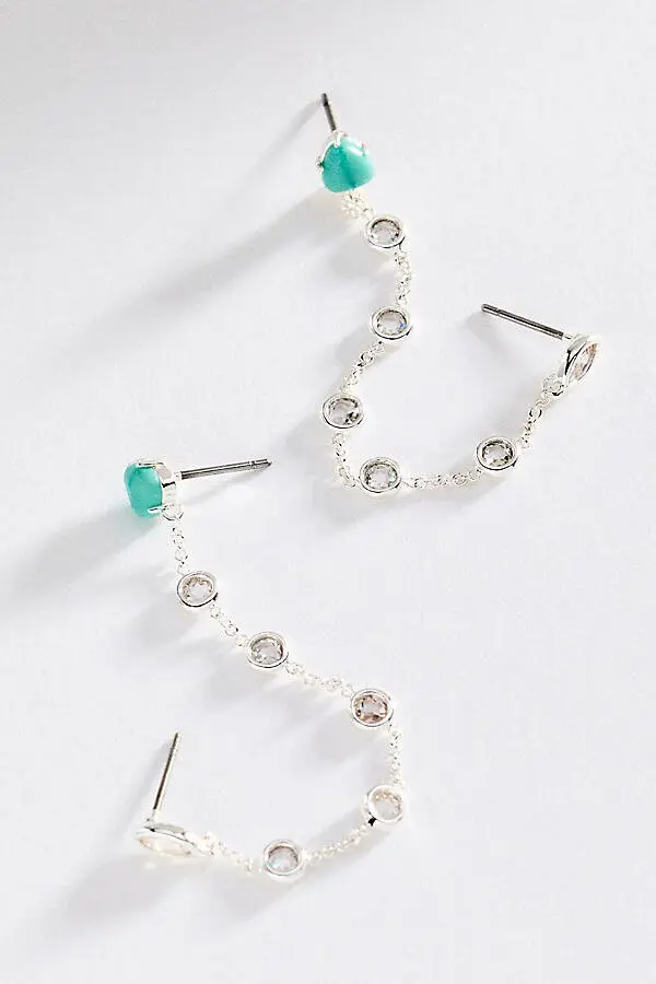 Ettika Double Piercing Earrings - Silver