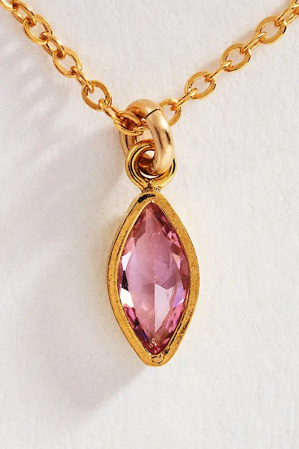 SET & STONES Marquise Birthstone Charm Necklace - October