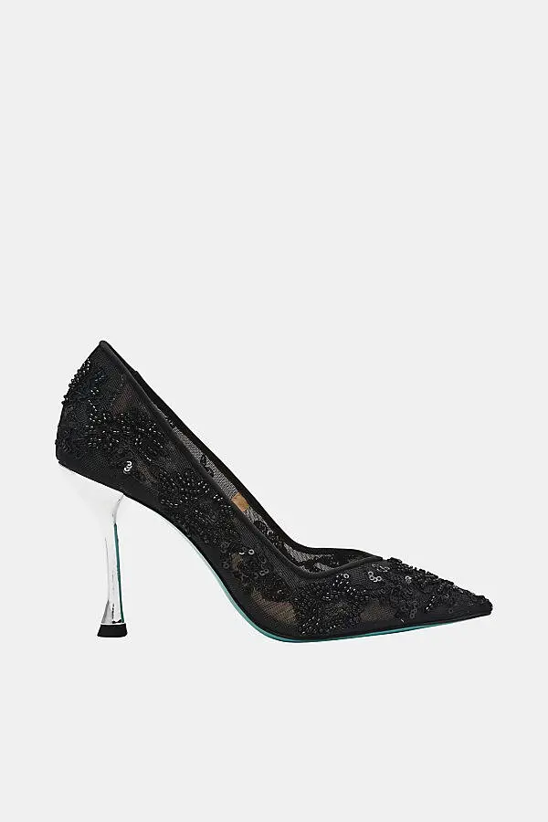 Betsey Johnson Jeni Mesh Heels - Black