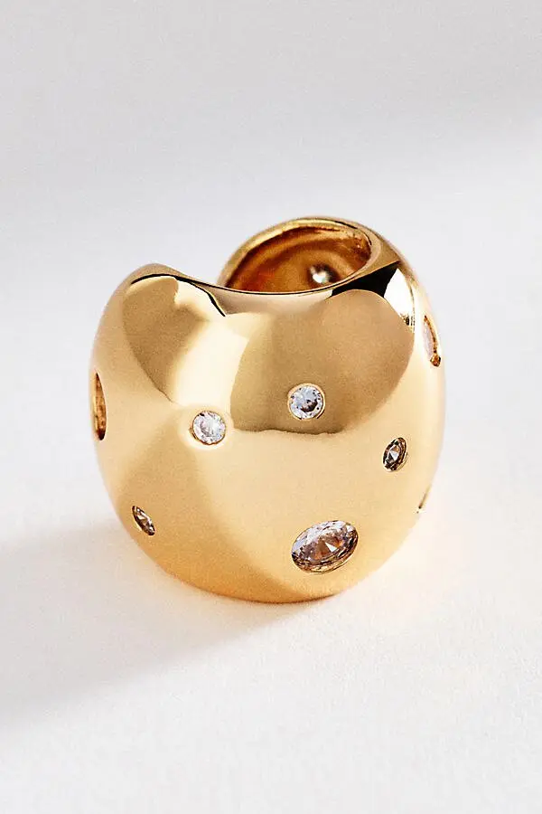 Ettika Scattered Crystal Chunky Ear Cuff - Gold