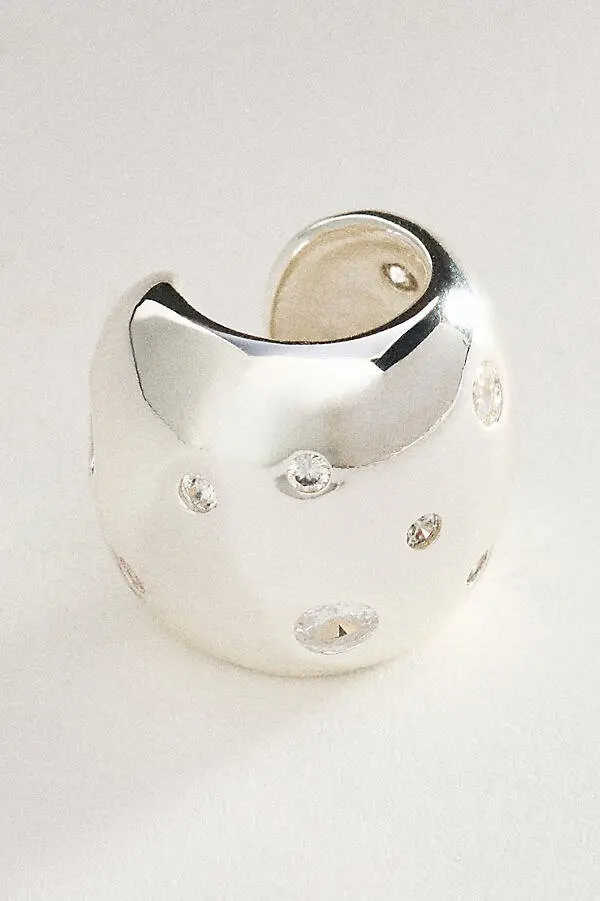Ettika Scattered Crystal Chunky Ear Cuff - Silver