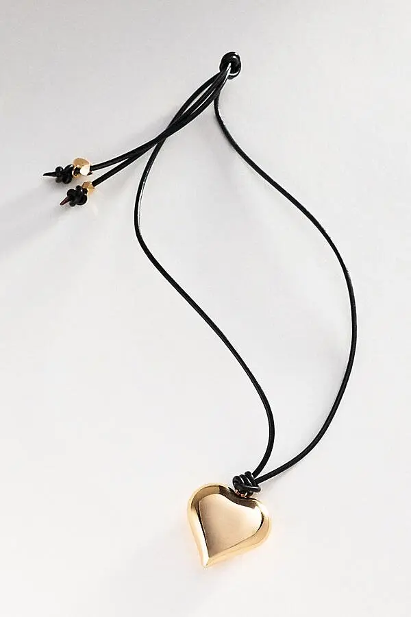 Ettika Heart Pendant Adjustable Cord Necklace - Gold
