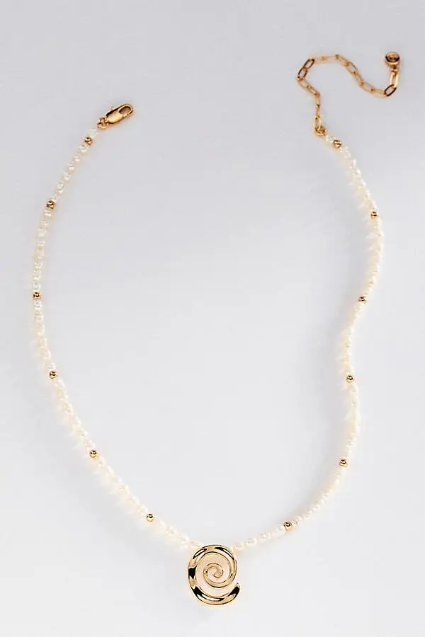 Ettika Aura Swirl Pearl Choker Necklace - Gold