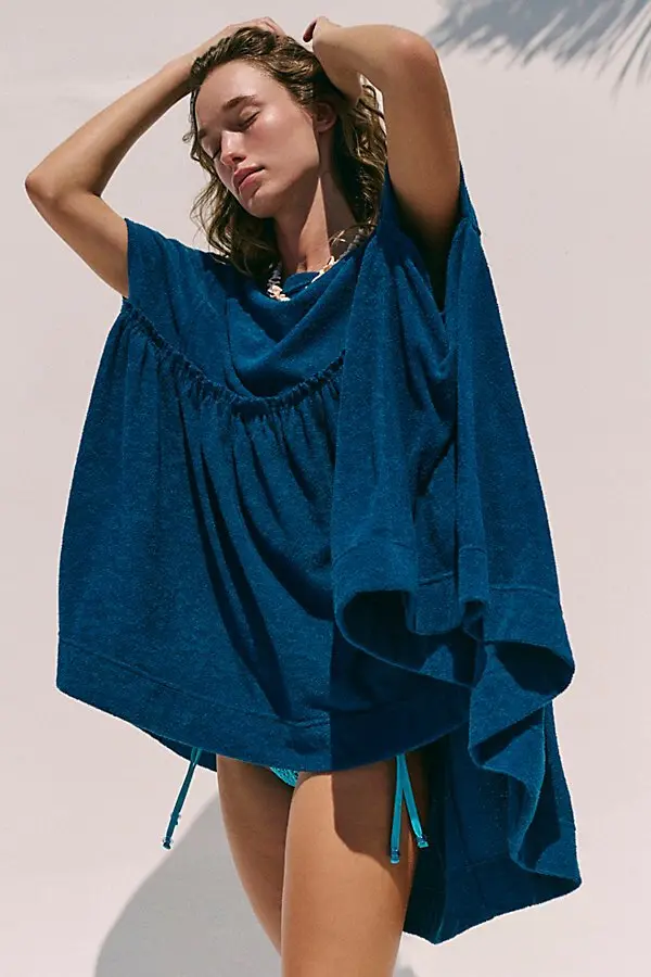 Free People Poolside Terry Poncho - Posiedon