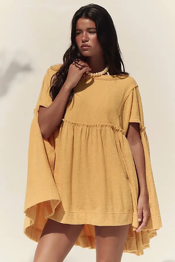 Free People Poolside Terry Poncho - Yellow