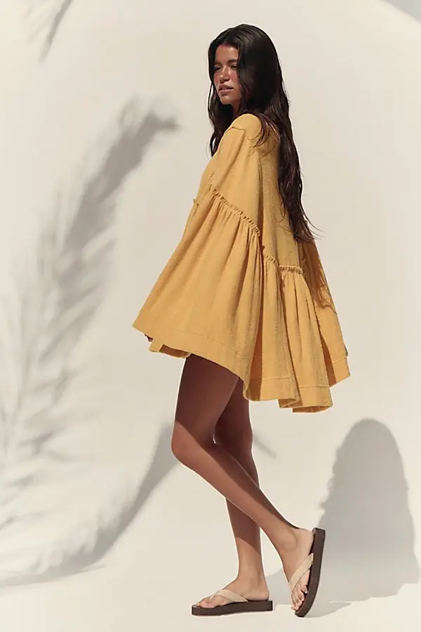 Free People Poolside Terry Poncho - Yellow