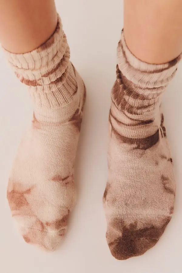 AMERICAN TRENCH Natural Tie-dyed Crew Socks - Brown