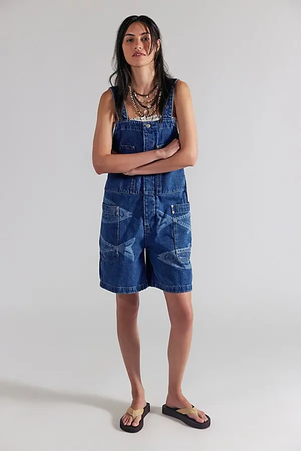 Free People We The Free Set It Off Printed Shortalls - Catch Of The Day
