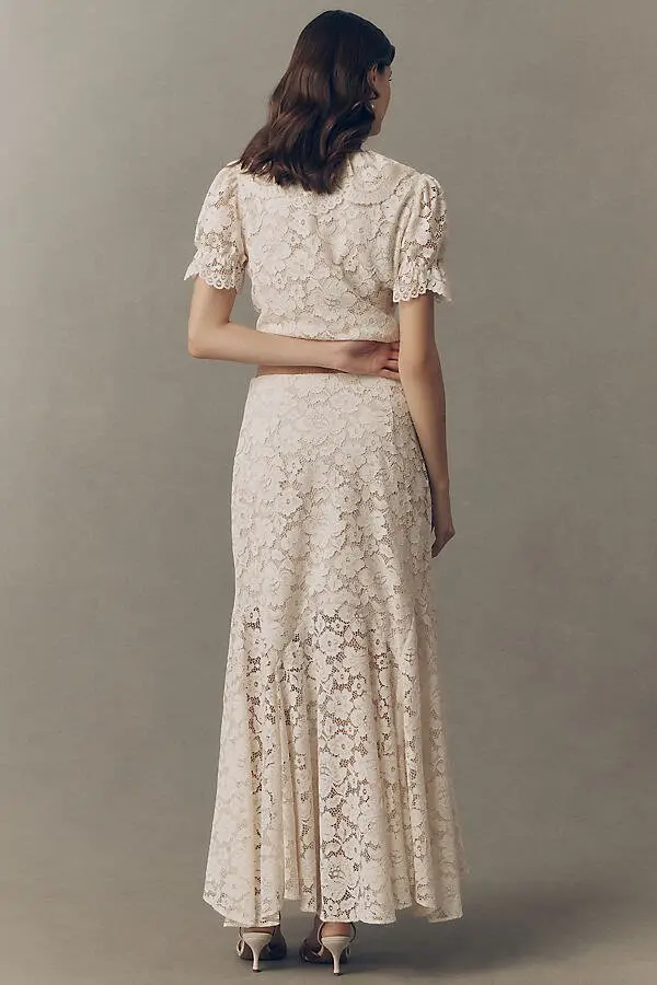 Rixo Jada Lace Maxi Skirt - Cream