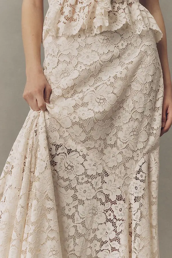 Rixo Jada Lace Maxi Skirt - Cream