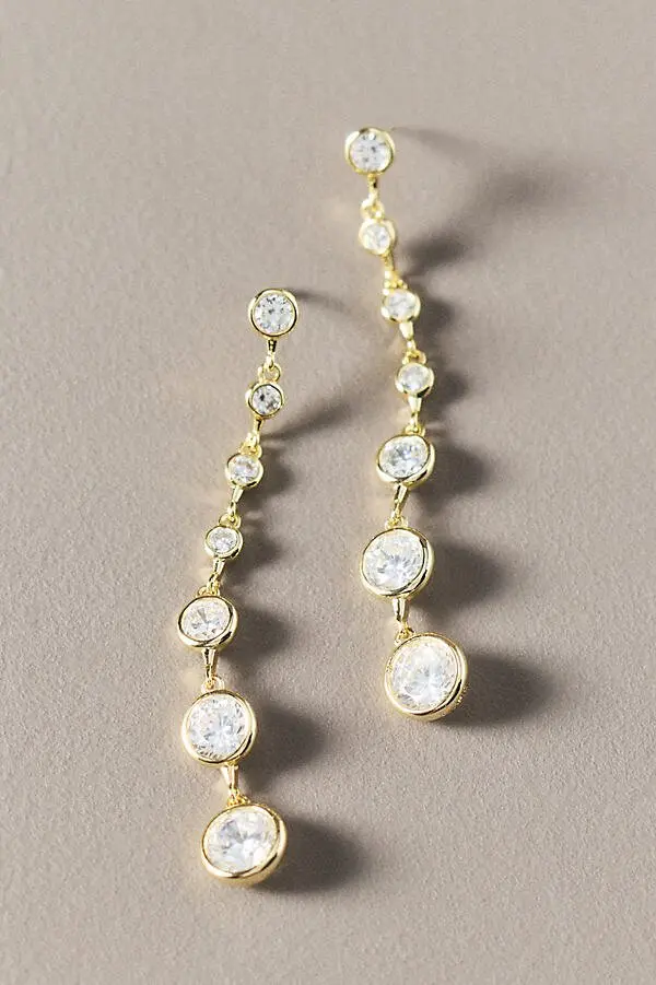 Shashi Graduated Crystal Bezel Drop Earrgs - Gold